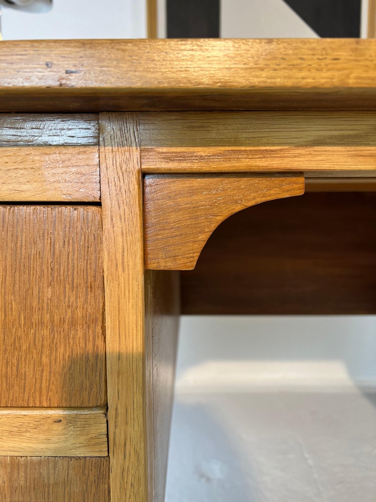 Large Double Face Desk in Oak, 1950's For Sale at 1stDibs