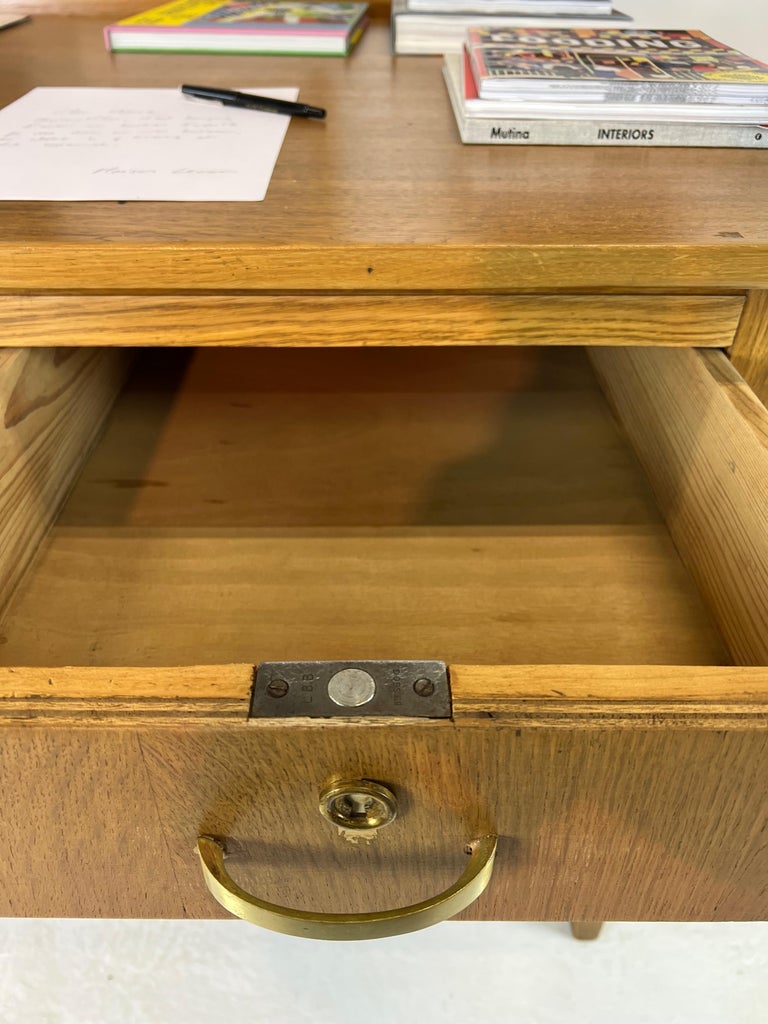 Large Double Face Desk in Oak, 1950's For Sale at 1stDibs