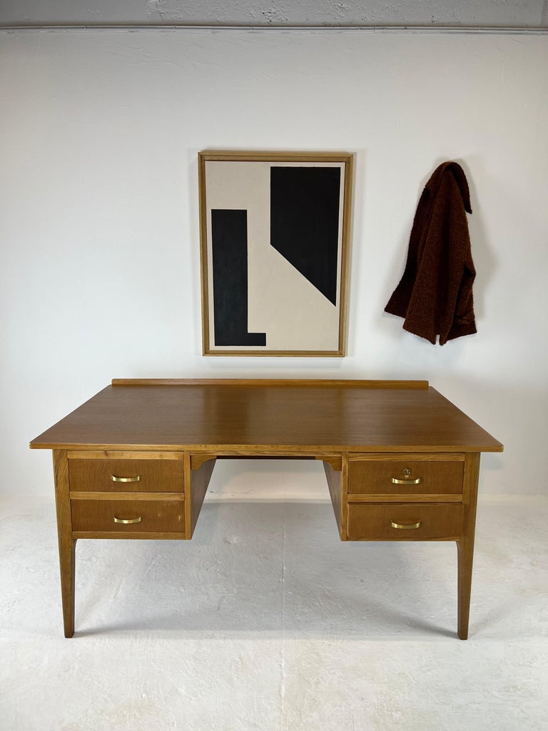 Large Double Face Desk in Oak, 1950's For Sale at 1stDibs