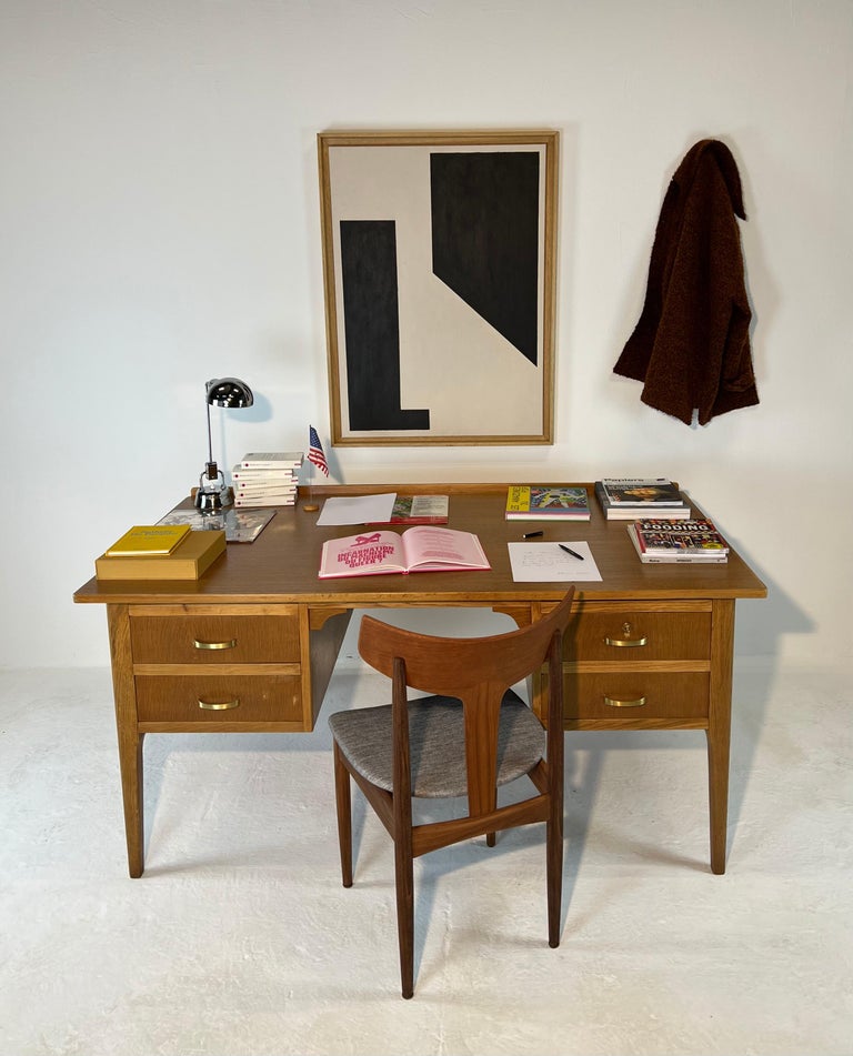 Large Double Face Desk in Oak, 1950's For Sale at 1stDibs