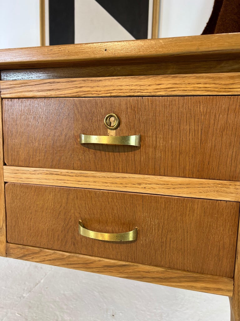 Large Double Face Desk in Oak, 1950's For Sale at 1stDibs