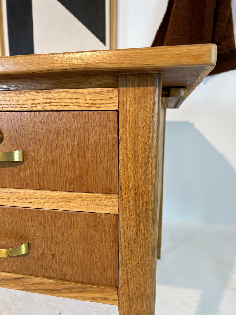 Large Double Face Desk in Oak, 1950's For Sale at 1stDibs