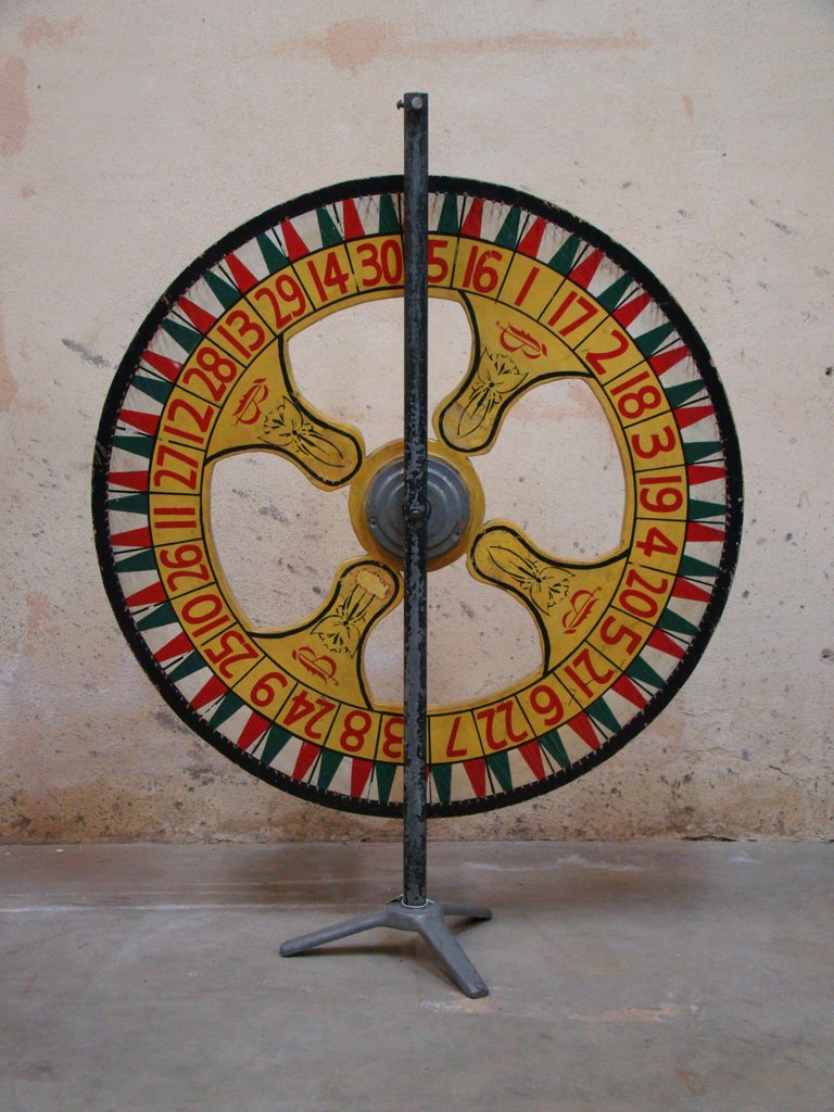 Large Double Sided, Hand Painted Antique Carnival Gaming Wheel, 1930s ...