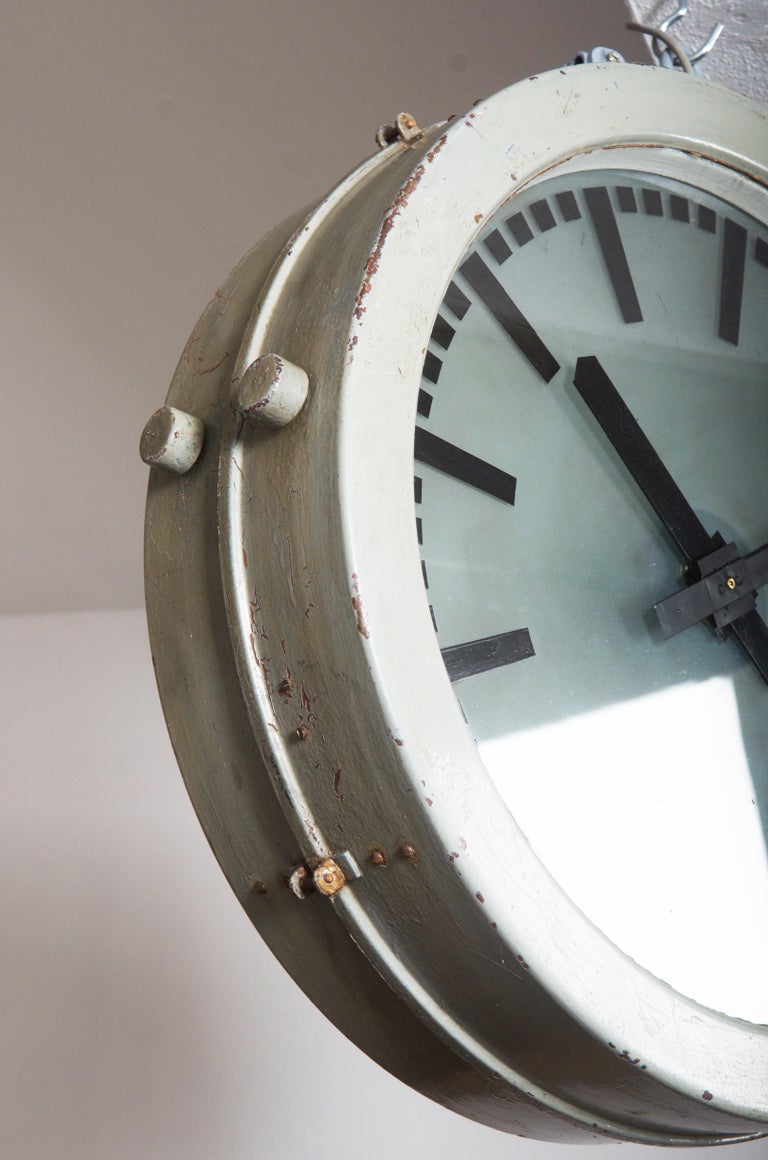 Large Double-Sided Illuminated Railway Station or Factory Clock at 1stDibs