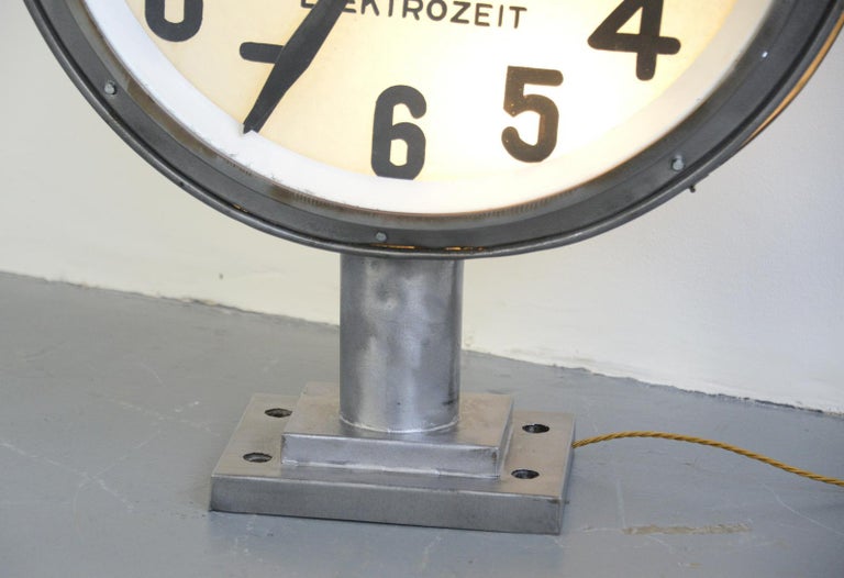 Large Double Sided Light Up Clock by Elektrozeit at 1stDibs