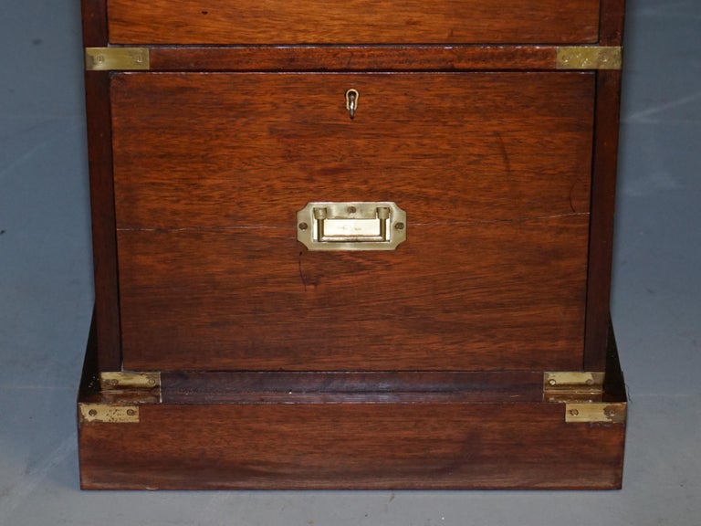 Large Double Sided Military Campaign Twin Pedestal Partner Desk Solid ...