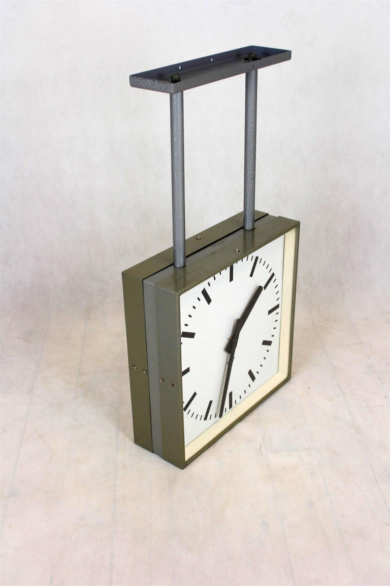 Large Double-Sided Railway Clock from Pragotron, 1980s at 1stDibs