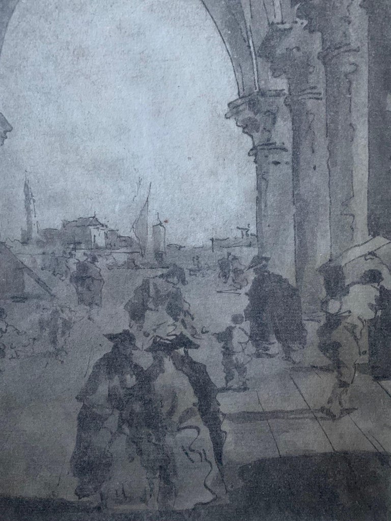 Large Drawing in the Style of Guardi, Italian School For Sale at 1stDibs
