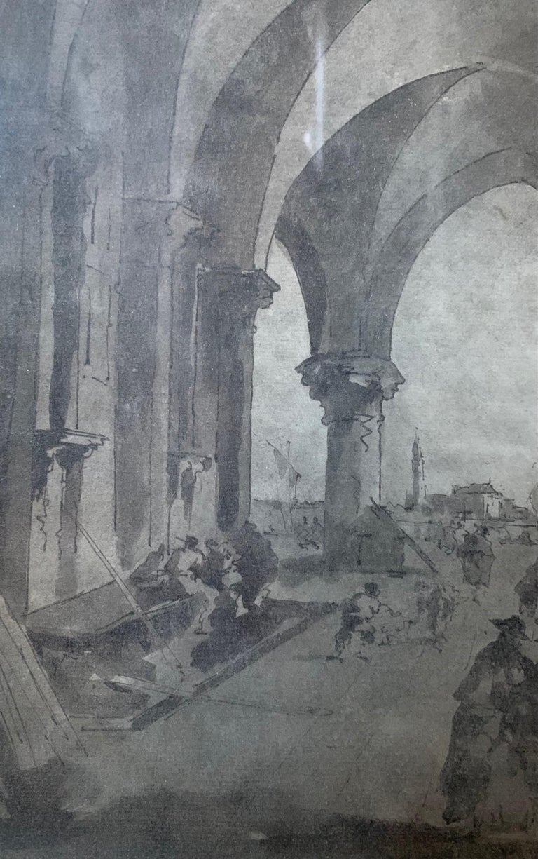 Large Drawing in the Style of Guardi, Italian School For Sale at 1stDibs