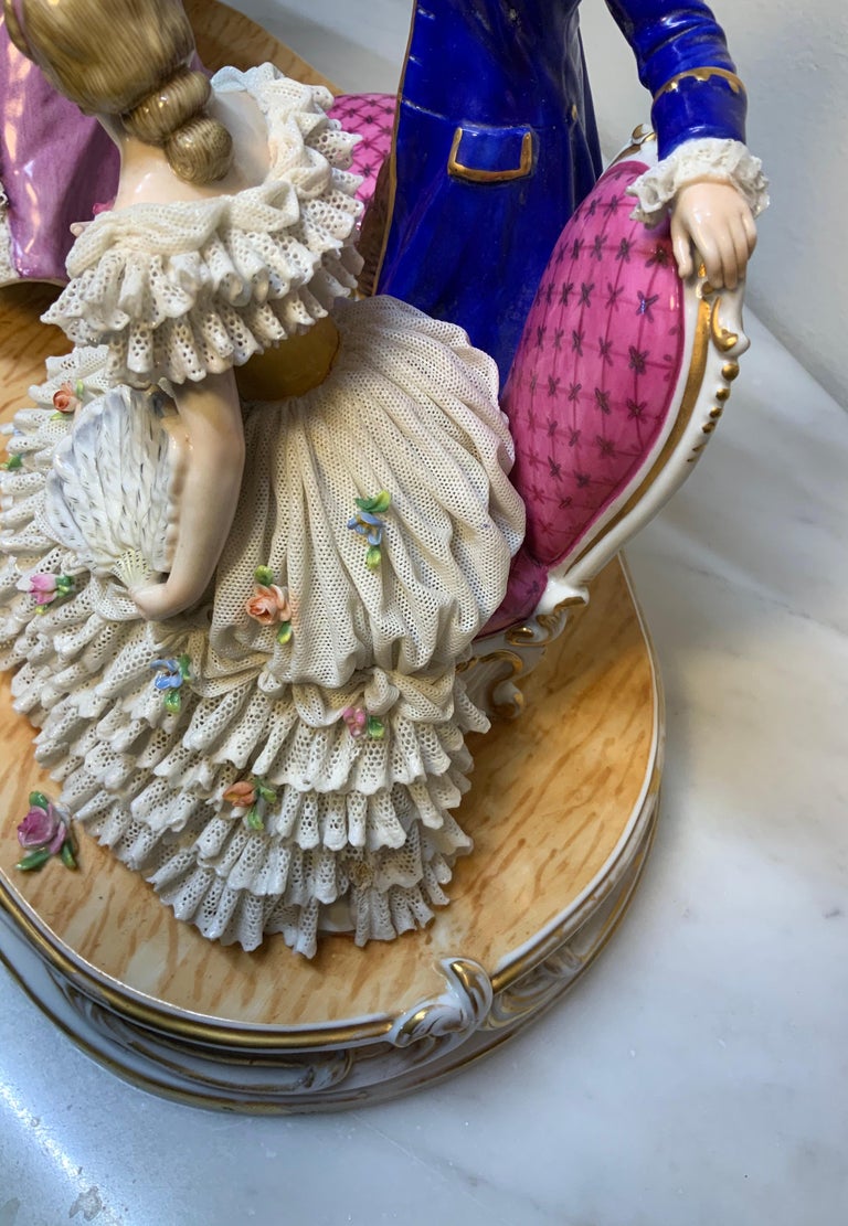Large Dresden Lace Porcelain Group Figurines at 1stDibs
