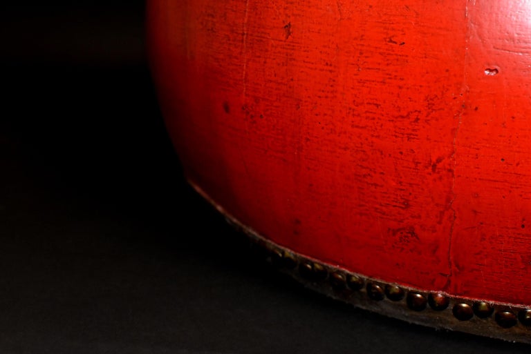 Large Red Lacquered Drum 26" For Sale at 1stDibs