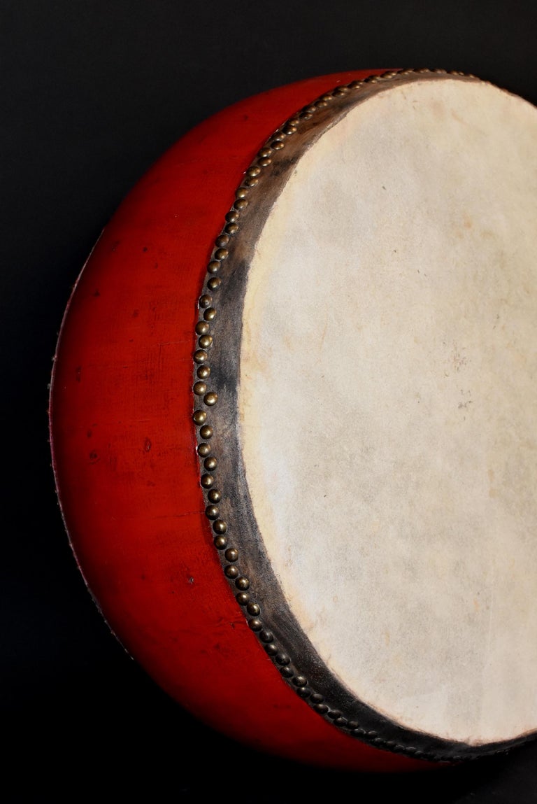 Large Red Lacquered Drum 26" For Sale at 1stDibs