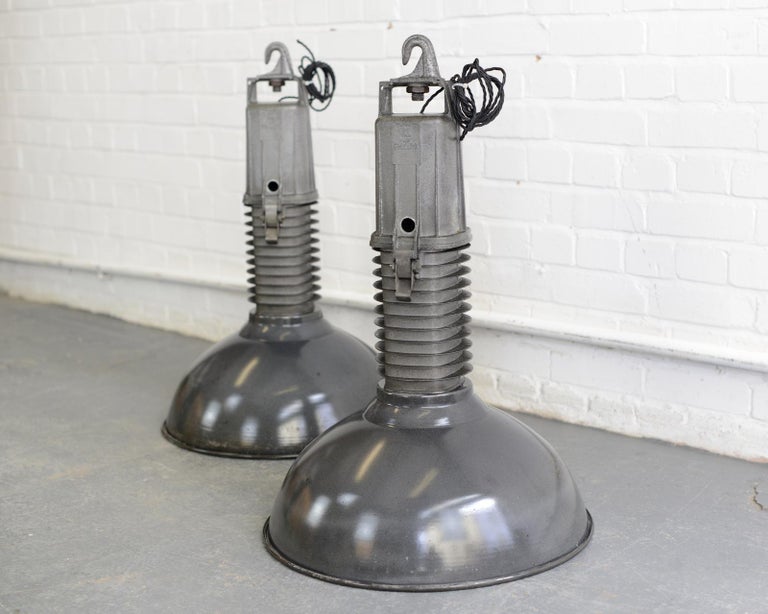 Large Dutch Industrial Lights by Phillips, circa 1950s at 1stDibs