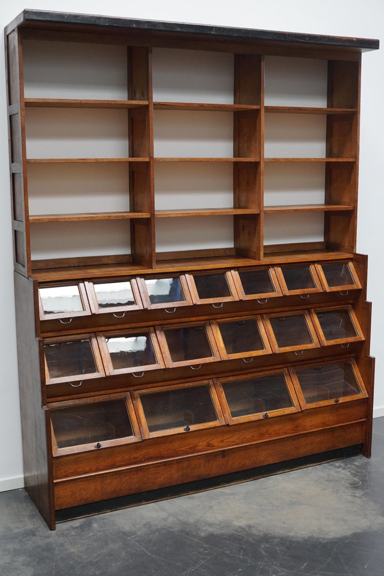 Large Dutch Oak Grocery Store / Haberdashery Shop Cabinet, 1920/30s at ...