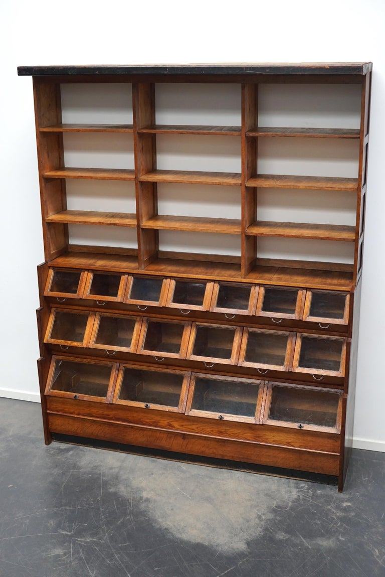 Large Dutch Oak Grocery Store / Haberdashery Shop Cabinet, 1920/30s at ...
