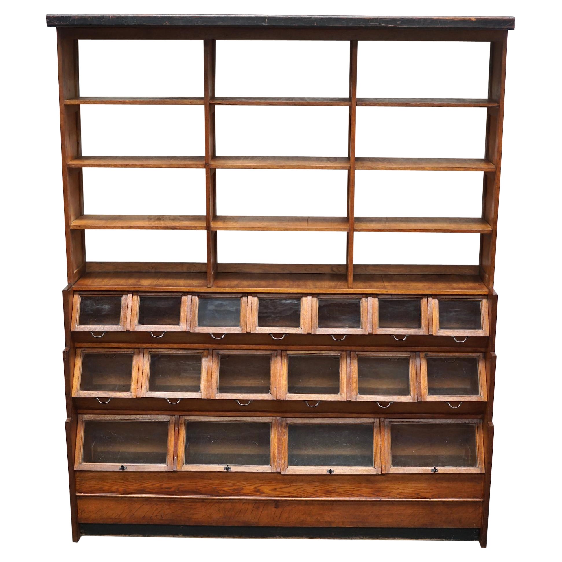 Large Dutch Oak Grocery Store / Haberdashery Shop Cabinet, 1920/30s at ...