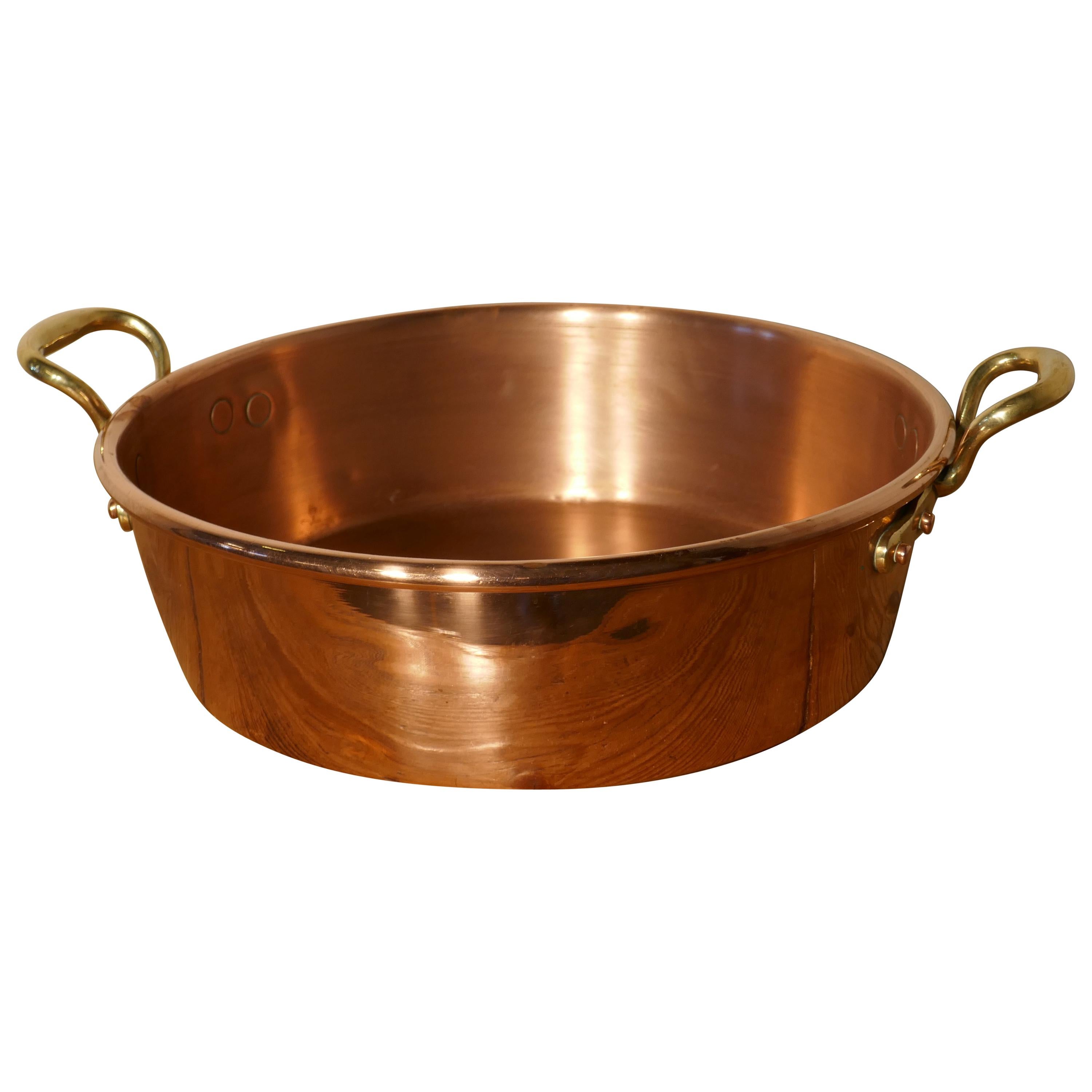 French Antique Copper Preserving Pan with Wrought Iron Handles, 1800s ...