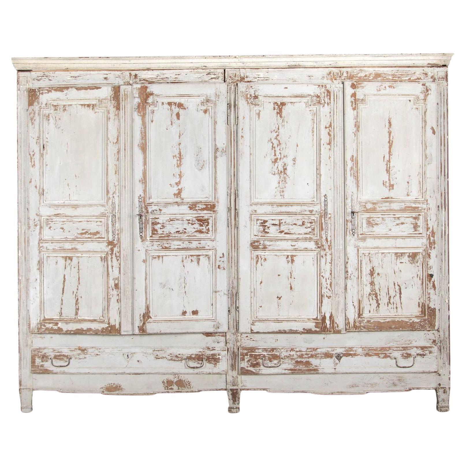 Large Early 19th Century French Double Pine Armoire For Sale at 1stDibs