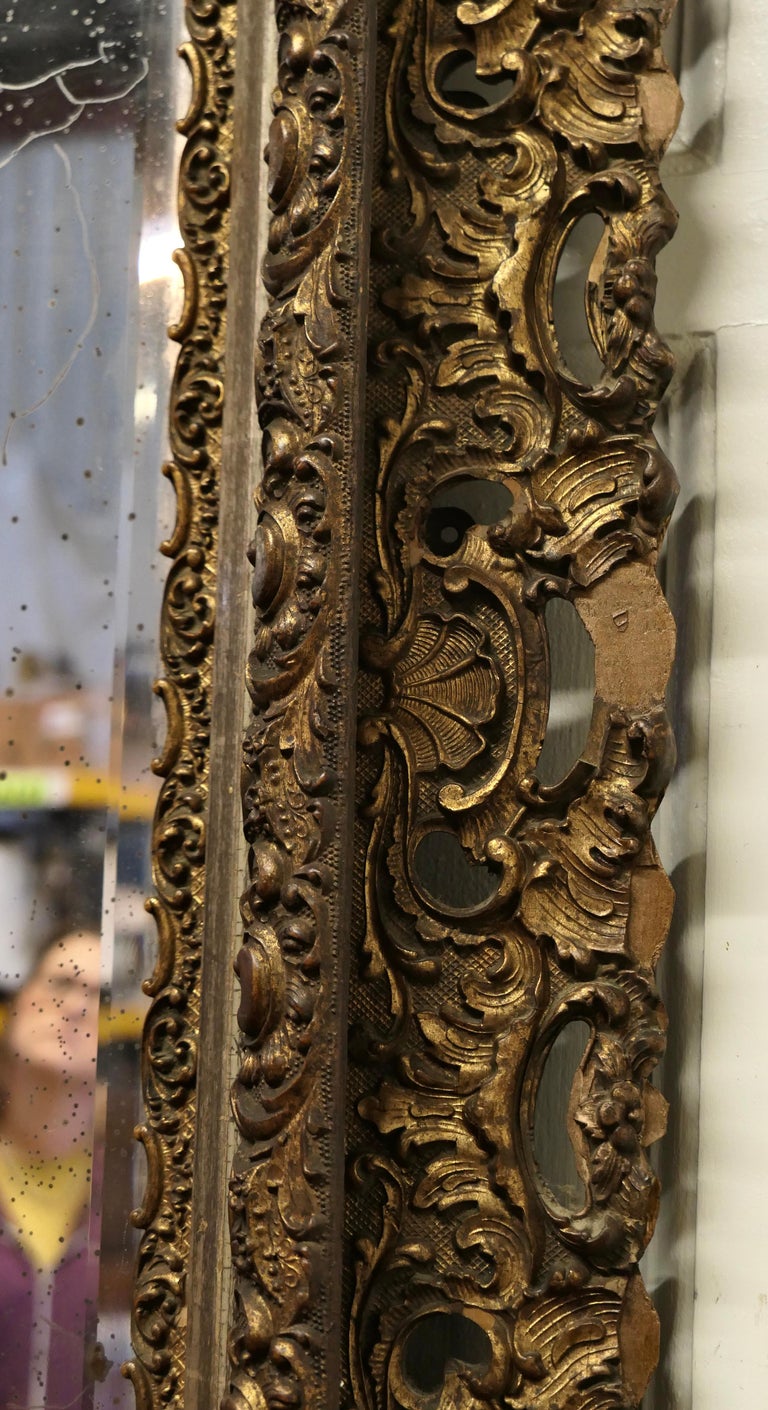 Large Early 19th Century Square Gilt Rococo Wall Mirror For Sale at 1stDibs