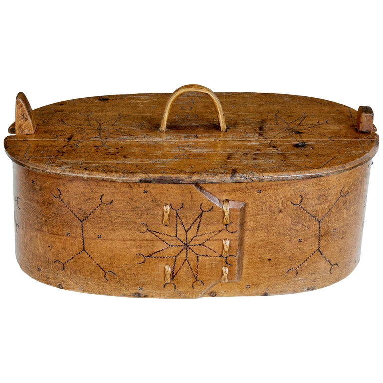 Large Early 19th Century Swedish Tine Bentwood Box at 1stDibs