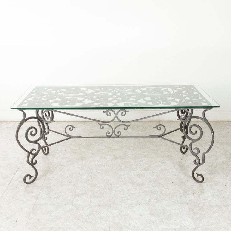 Large Early 20th Century Hand Forged Iron Outdoor Garden Dining Table ...