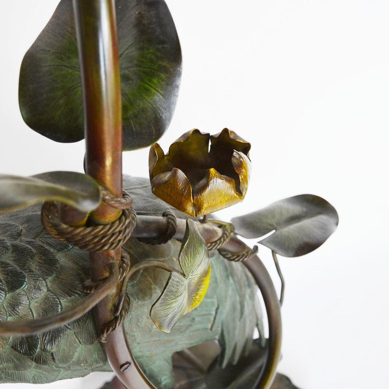 Large Early 20th Century Japanese Bronze Stork Sculpture, Unsigned ...