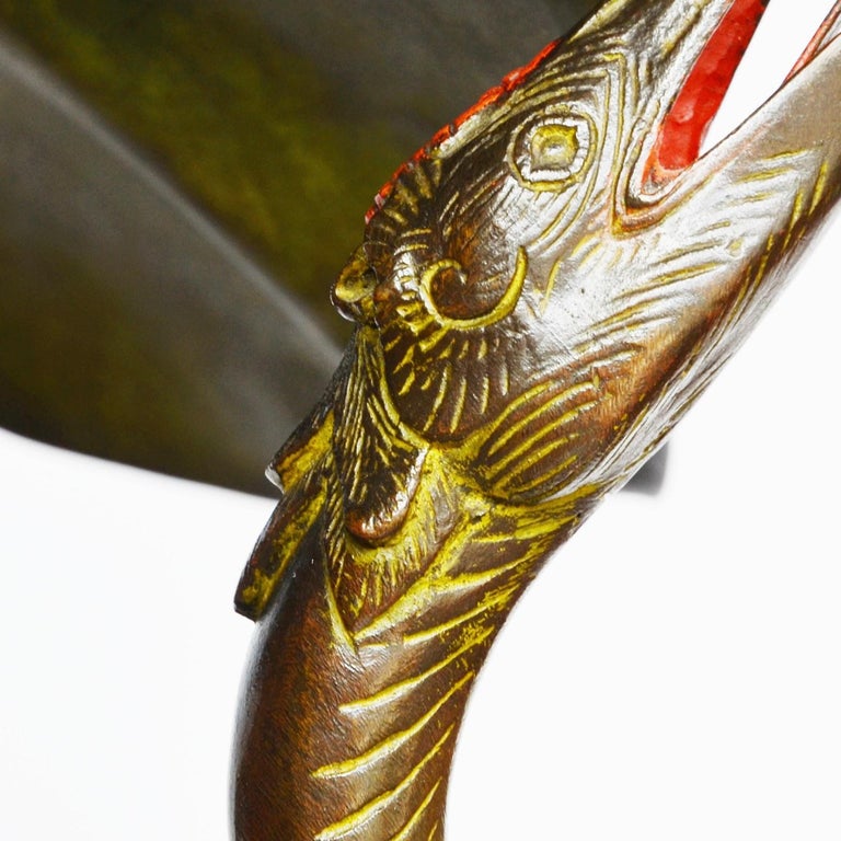 Large Early 20th Century Japanese Bronze Stork Sculpture, Unsigned ...