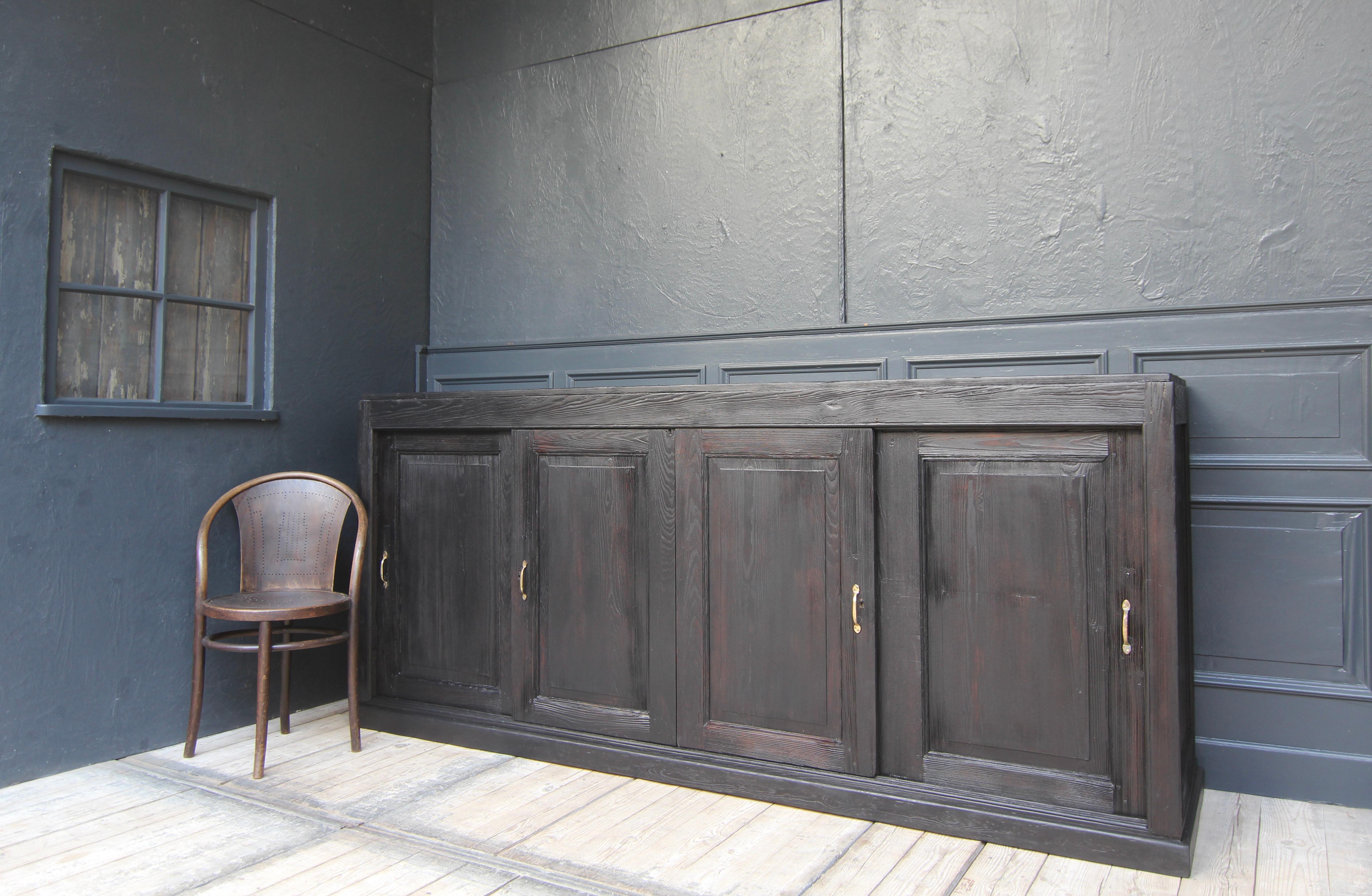 Large Early 20th Century Sideboard with Sliding Doors For Sale at 1stDibs