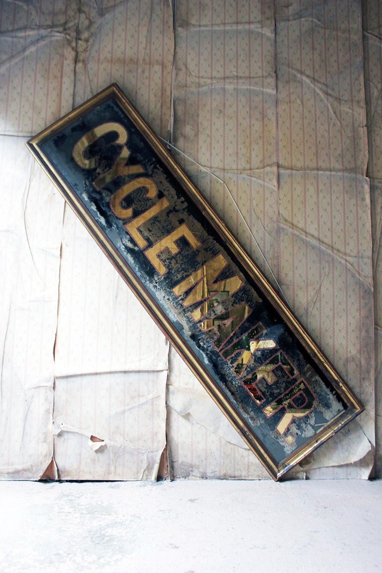 Large Reverse Glass Painted Cycle Maker Advertising Sign, circa 1930 ...