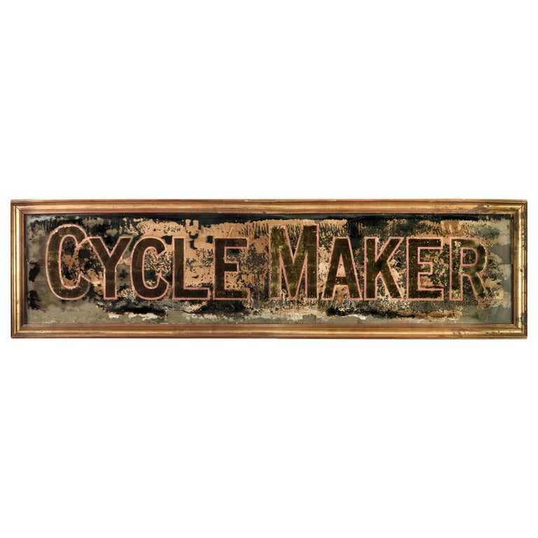 Large Reverse Glass Painted Cycle Maker Advertising Sign, circa 1930 ...