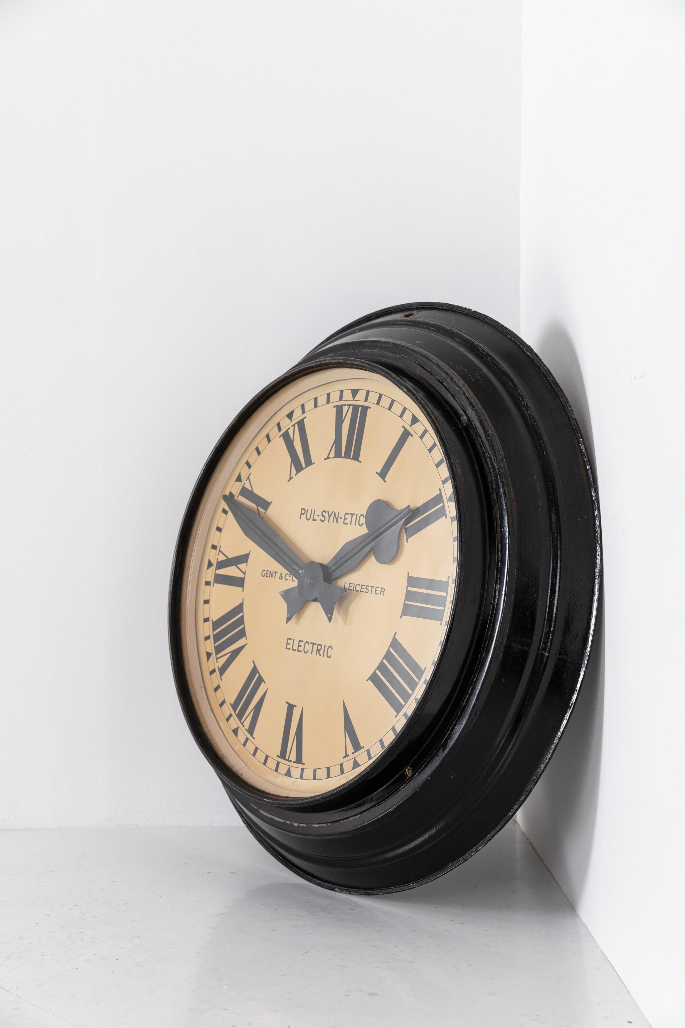 Large Early Antique Industrial Metal Gents of Leicester Wall Clock, c ...