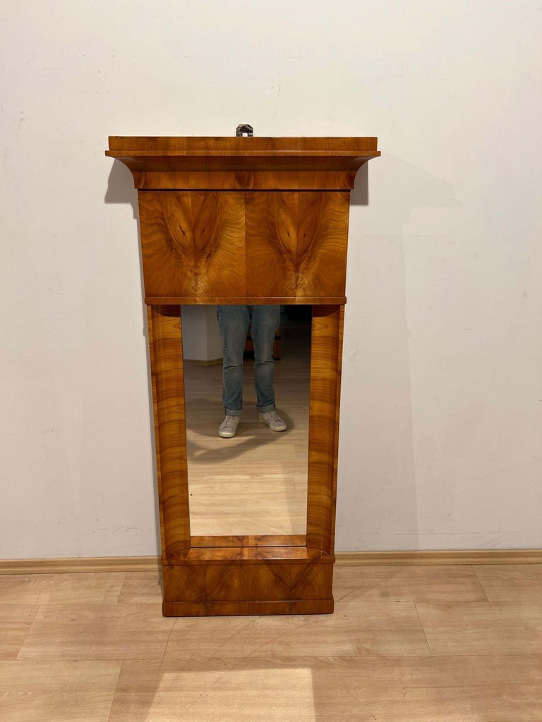 Large Early Biedermeier Wall Mirror, Cherry Veneer, South Germany ...