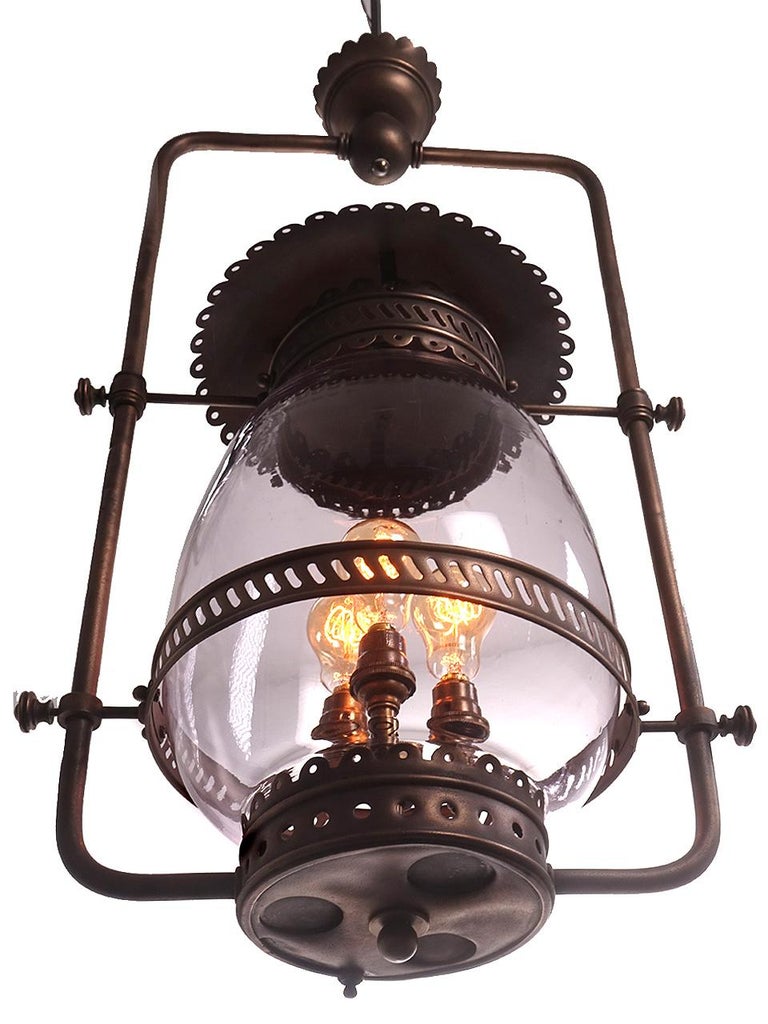 Large Early Gas Lamp - Barn Find! at 1stDibs