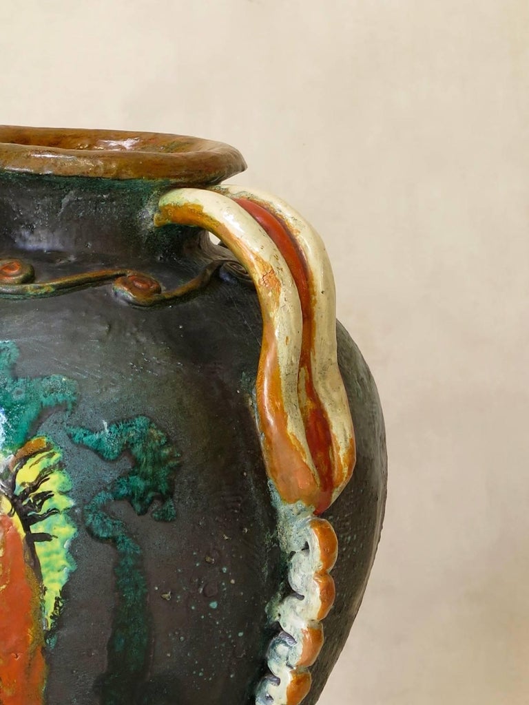 Large Earthenware Vase with Fish Decor, France, circa 1950s For Sale at ...