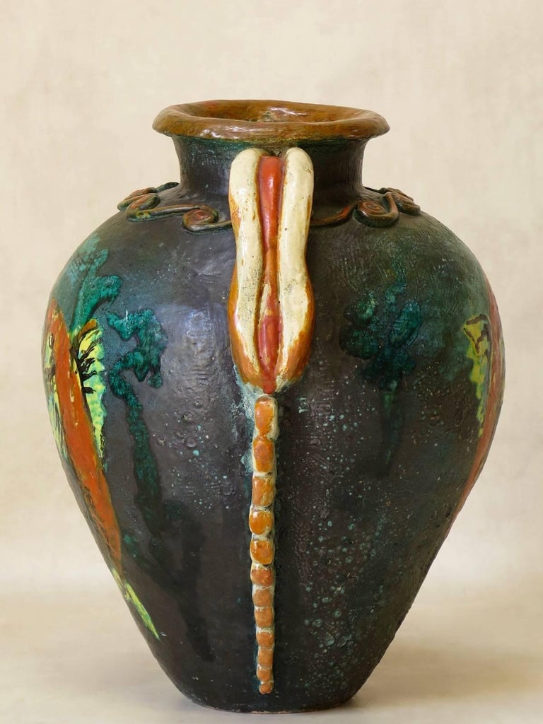 Large Earthenware Vase with Fish Decor, France, circa 1950s For Sale at ...