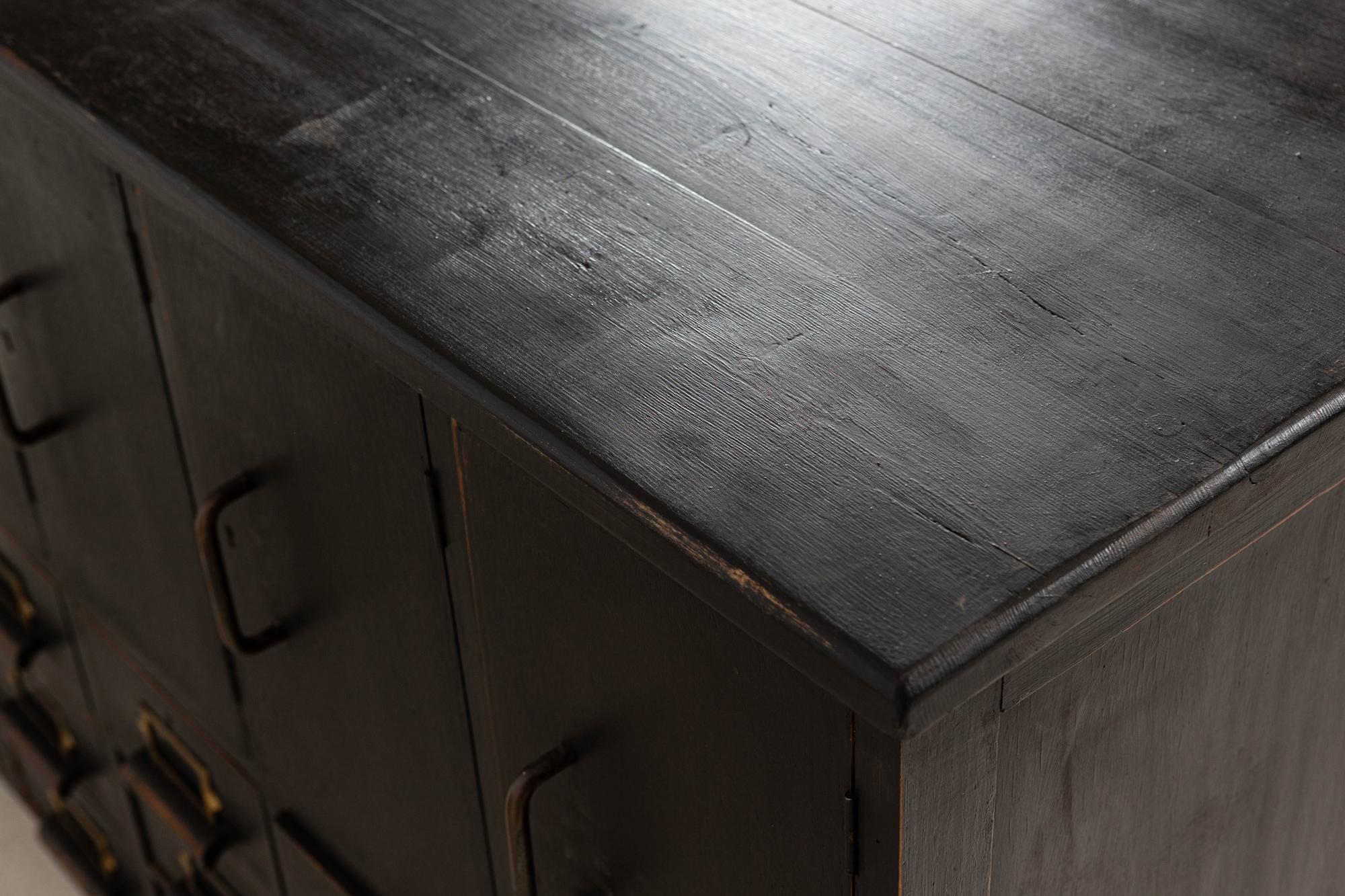 Large Ebonised English Oak Panelled Locker Cabinet at 1stDibs