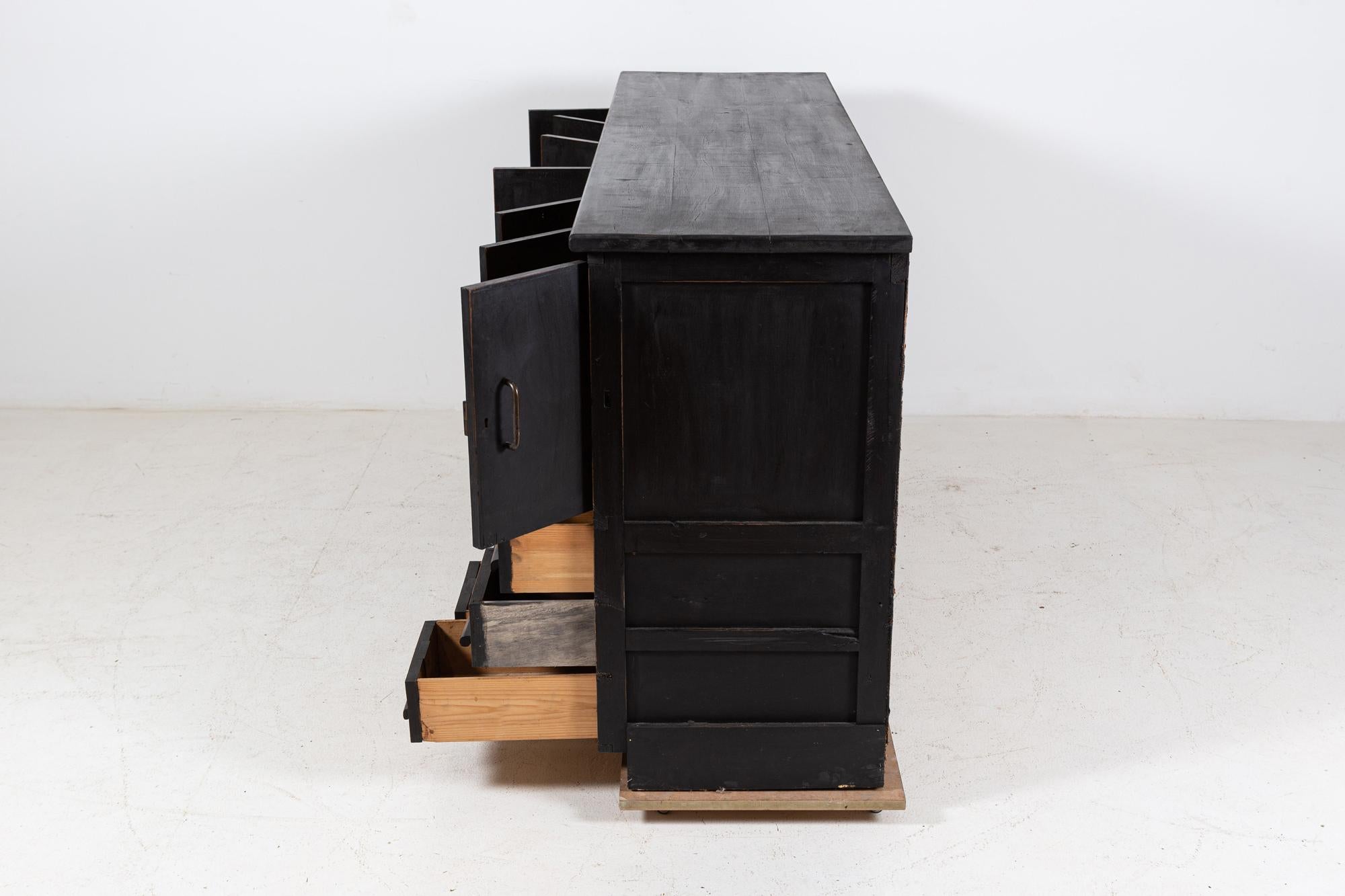 Large Ebonised English Oak Panelled Locker Cabinet at 1stDibs