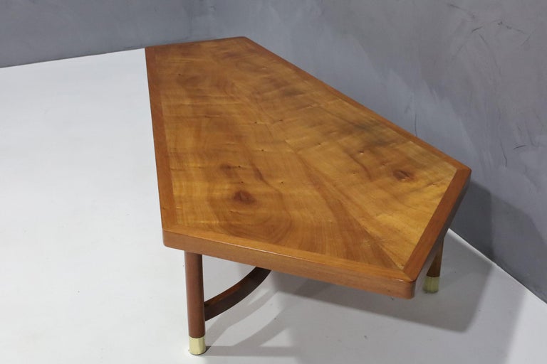 Large Harvey Probber Attributed Cocktail Table with Brass Accents For ...