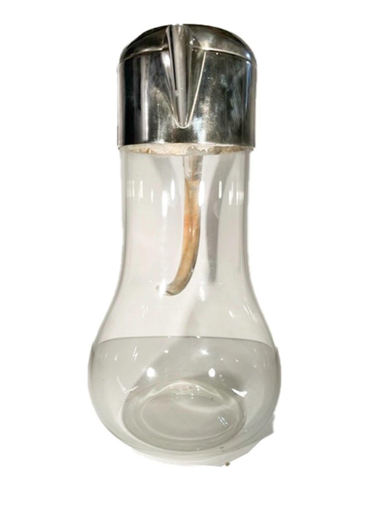 Large Edwardian Silver Plate Mounted Glass Pitcher w/ Large Boar Tusk ...