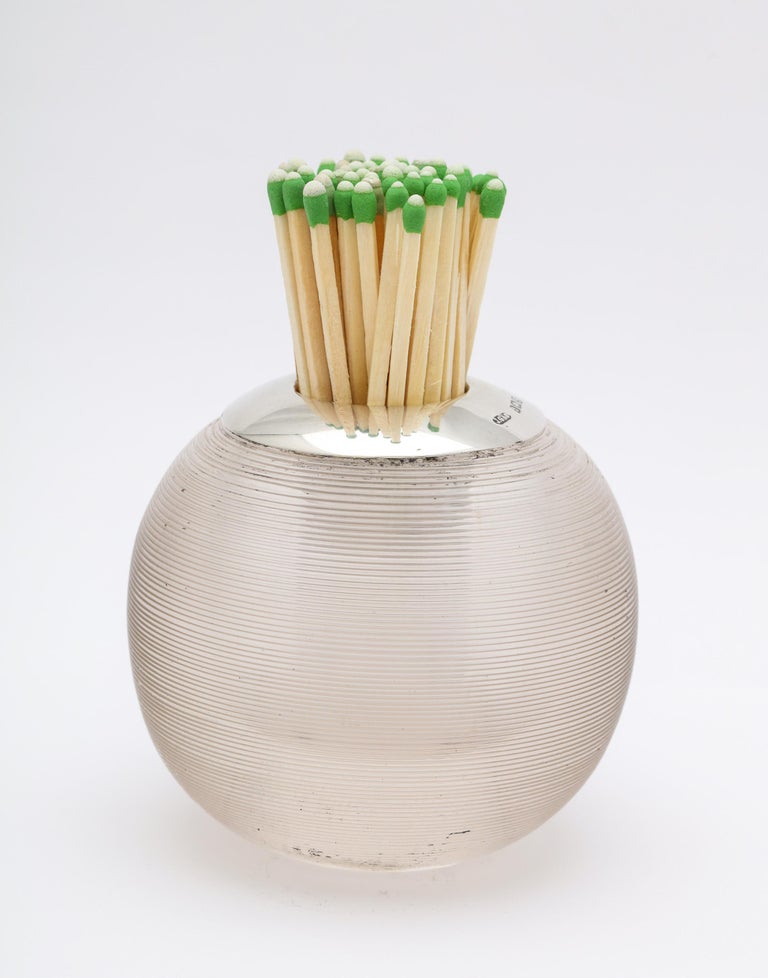 Large Edwardian Sterling Silver-Mounted Threaded Crystal Match Striker ...