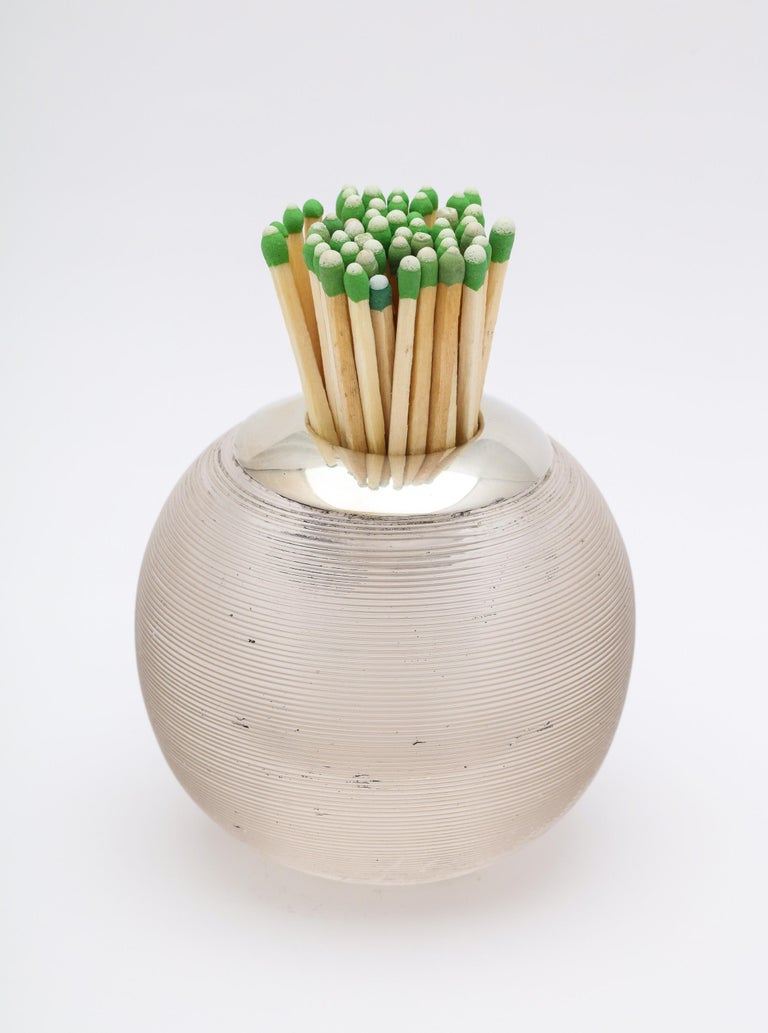 Large Edwardian Sterling Silver-Mounted Threaded Crystal Match Striker ...