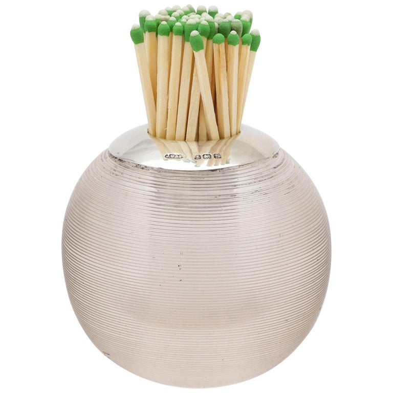 Large Edwardian Sterling Silver-Mounted Threaded Crystal Match Striker ...