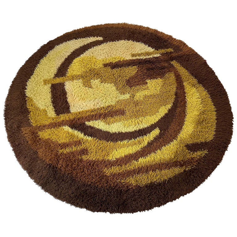 Large Elliptical Original Scandinavian High Pile Rya Rug by Ege Taepper ...