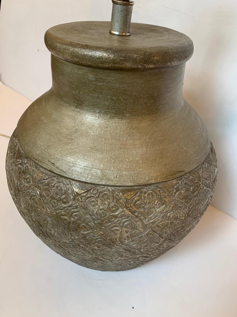 Large Embossed Metal Round Table Lamp For Sale at 1stDibs | large round ...