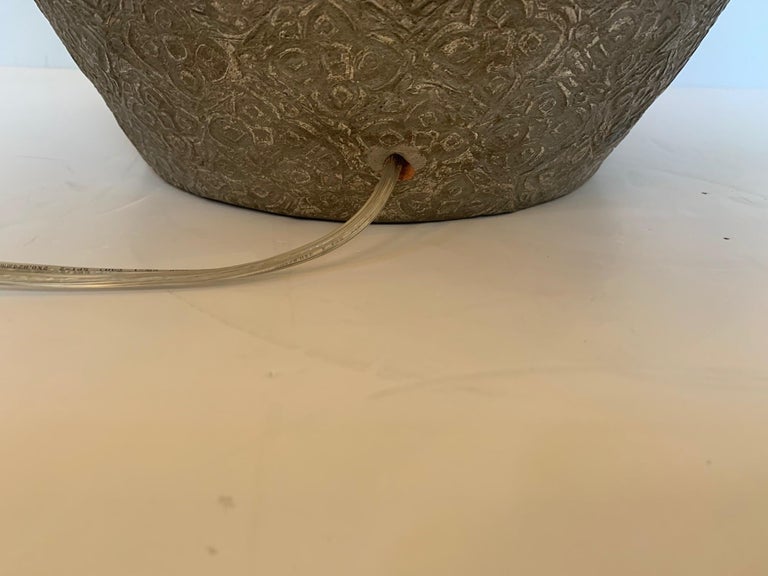 Large Embossed Metal Round Table Lamp For Sale at 1stDibs | large round ...