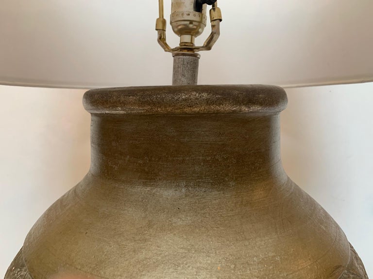 Large Embossed Metal Round Table Lamp For Sale at 1stDibs | large round ...