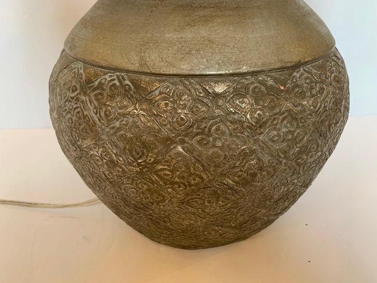 Large Embossed Metal Round Table Lamp For Sale at 1stDibs | large round ...
