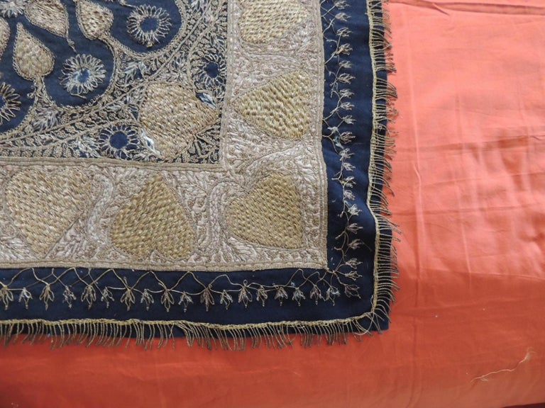 Large Embroidered Black and Gold Persian Cloth/Tapestry For Sale at 1stDibs