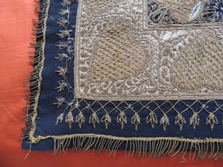 Large Embroidered Black and Gold Persian Cloth/Tapestry For Sale at 1stDibs