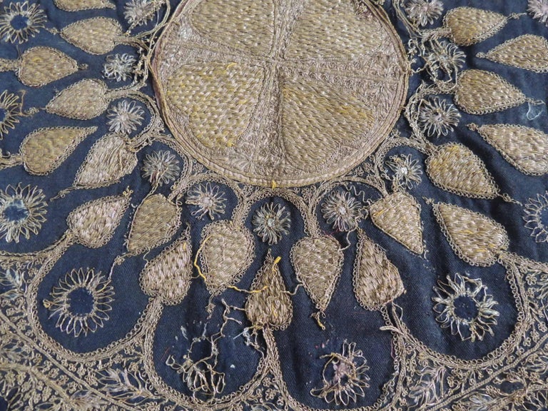 Large Embroidered Black and Gold Persian Cloth/Tapestry For Sale at 1stDibs
